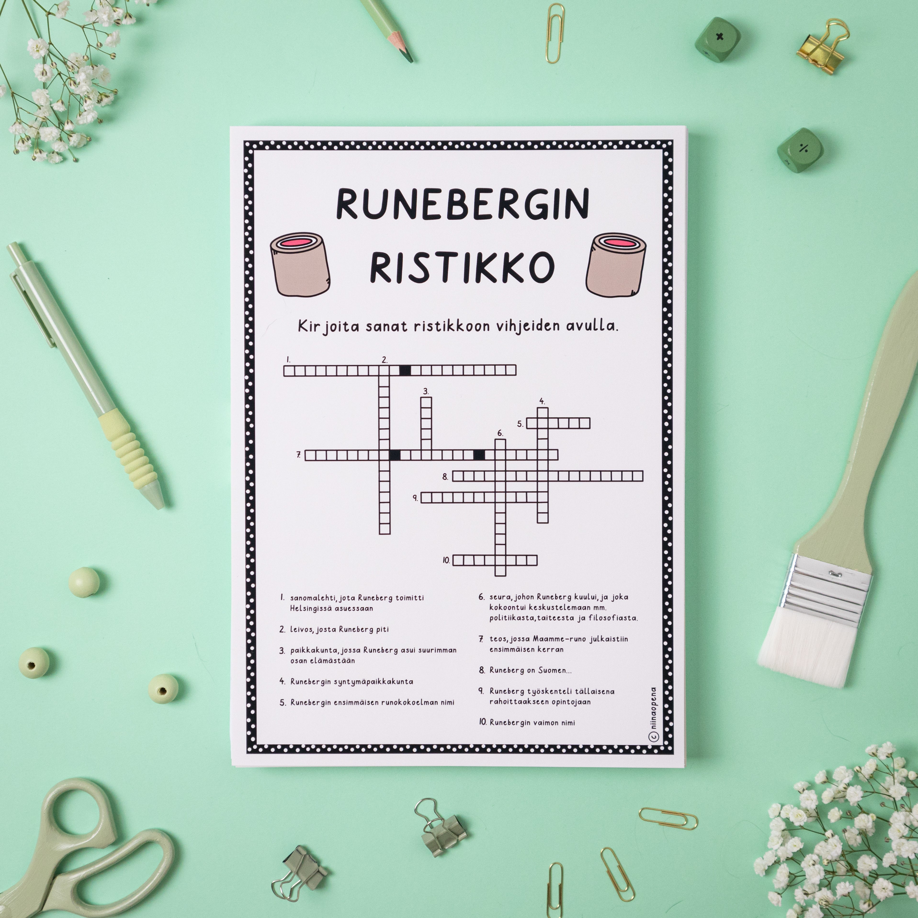 Runebergin ristikko – niinaopena